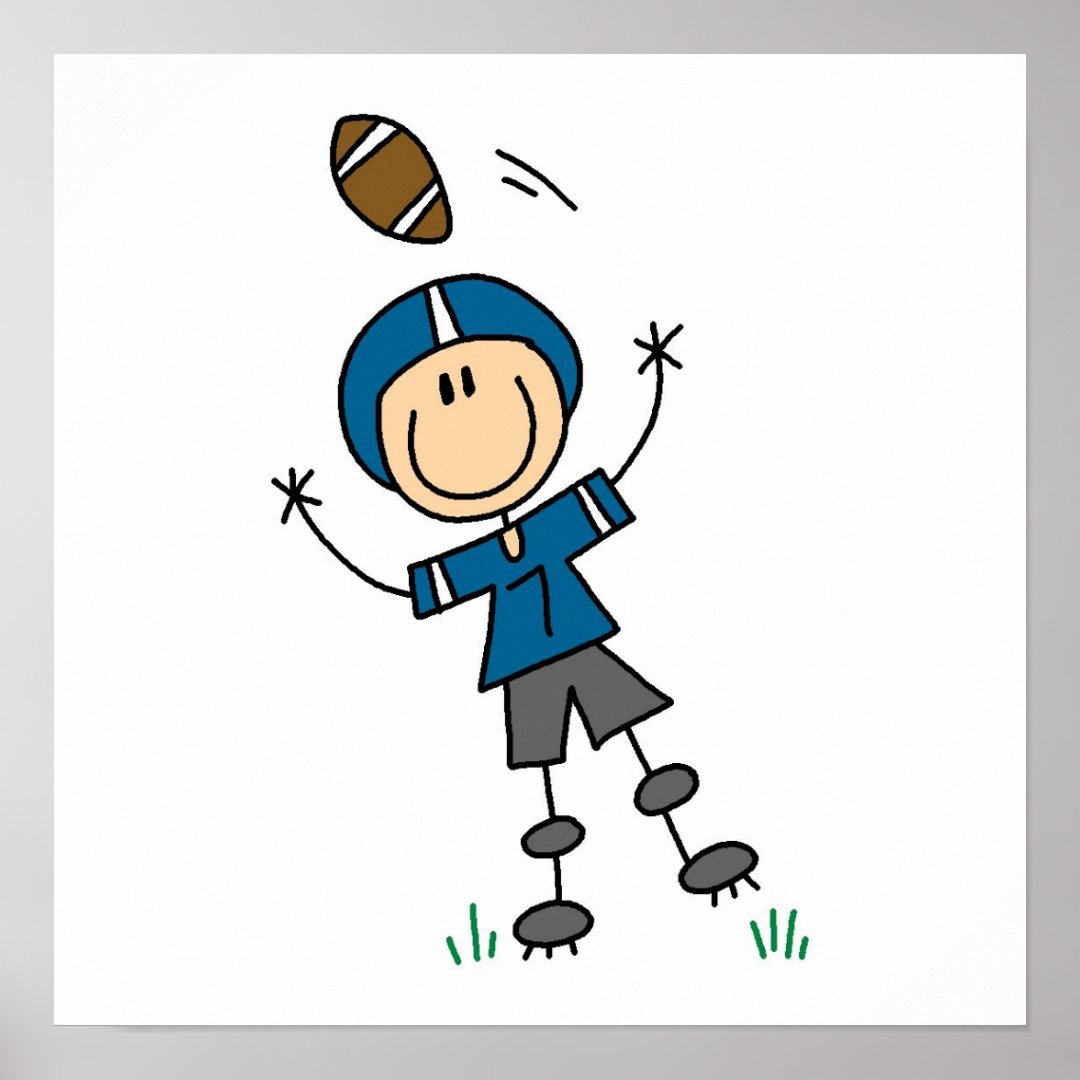Stick Figure Football Blue Poster | Zazzle