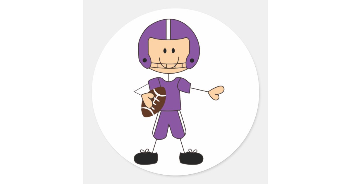 Stick Figure Football Player Classic Round Sticker | Zazzle