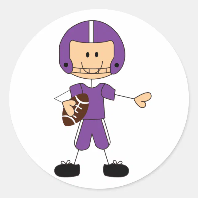 Stick Figure Football Player Classic Round Sticker | Zazzle