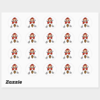 Stick Figure Football Red Classic Round Sticker | Zazzle