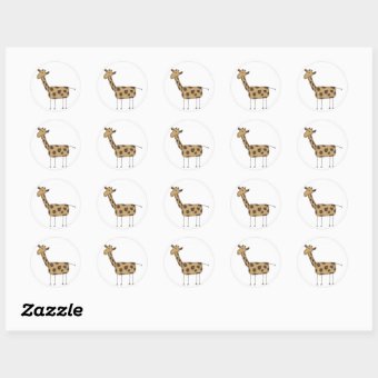 Stick Figure Giraffe Tshirts and Gifts Classic Round Sticker | Zazzle