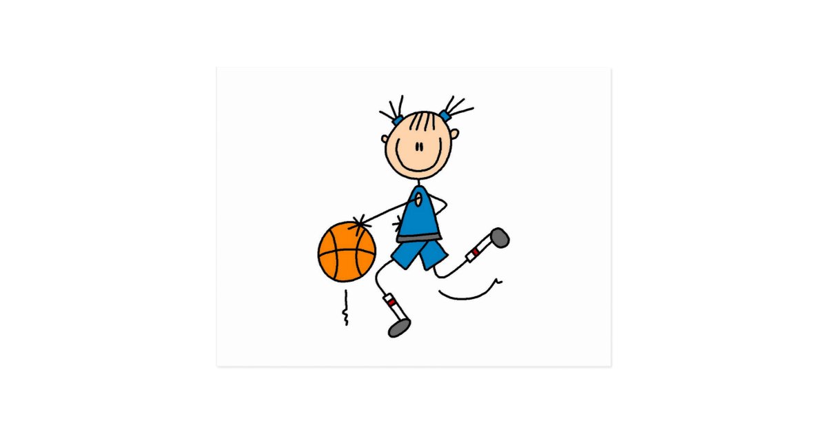 Stick Figure Girl Basketball Player Tshirts Postcard | Zazzle.com