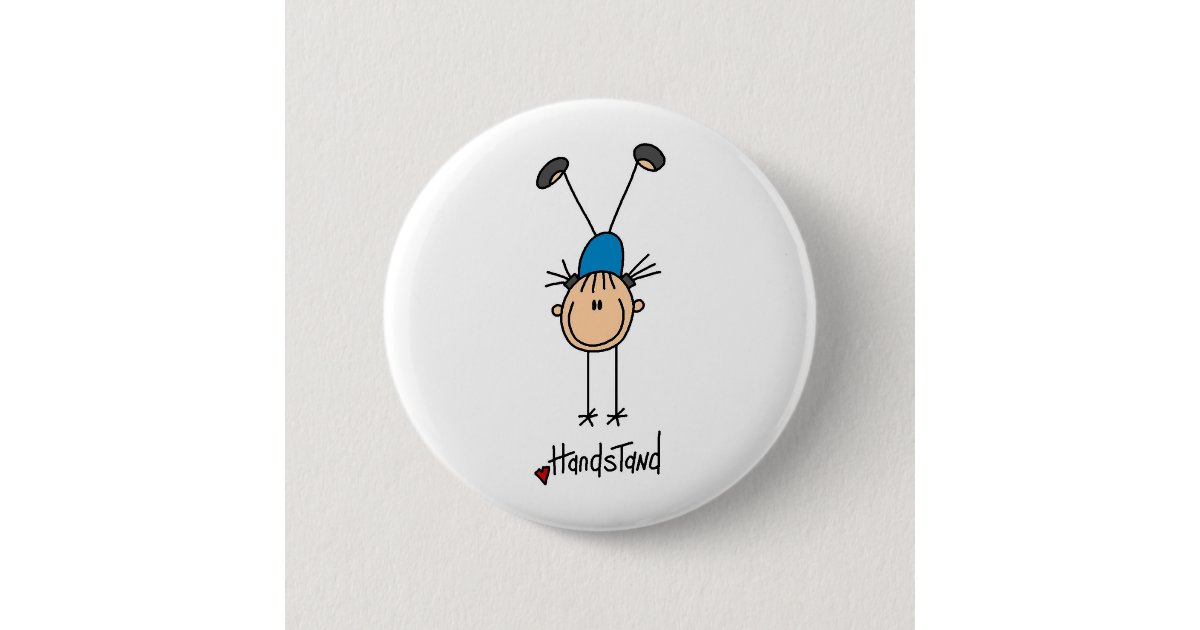 Stick Figure Girl Doing Handstands Button | Zazzle