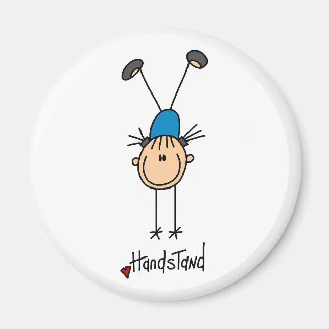 Stick Figure Girl Doing Handstands Magnet | Zazzle