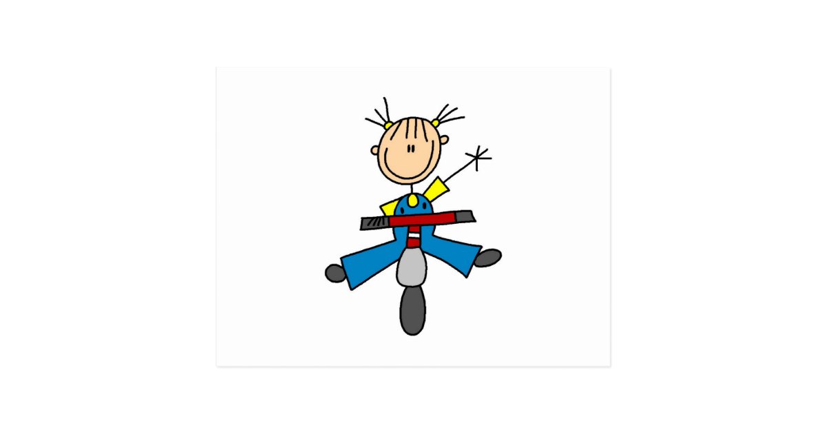 Stick Figure Girl Driving a Scooter Postcard | Zazzle.com