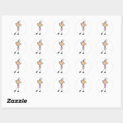 Stick Figure Girl Gymnast in Pink Stickers | Zazzle