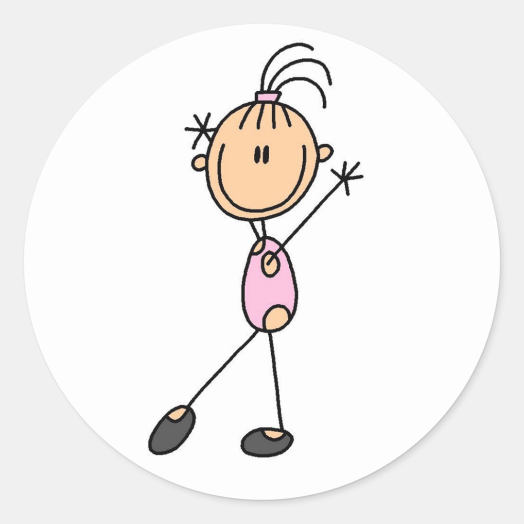 Stick Figure Girl Gymnast in Pink Stickers | Zazzle