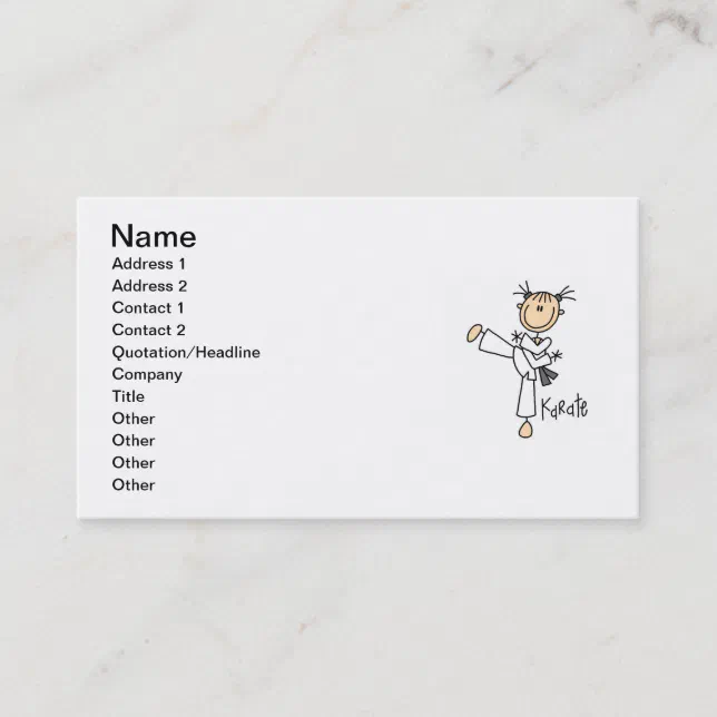 Stick Figure Girl Karate T-shirts and Gifts Business Card | Zazzle
