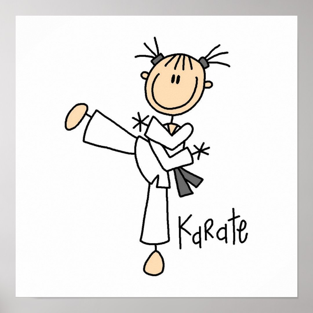 Stick Figure Girl Karate T-shirts and Gifts Poster | Zazzle