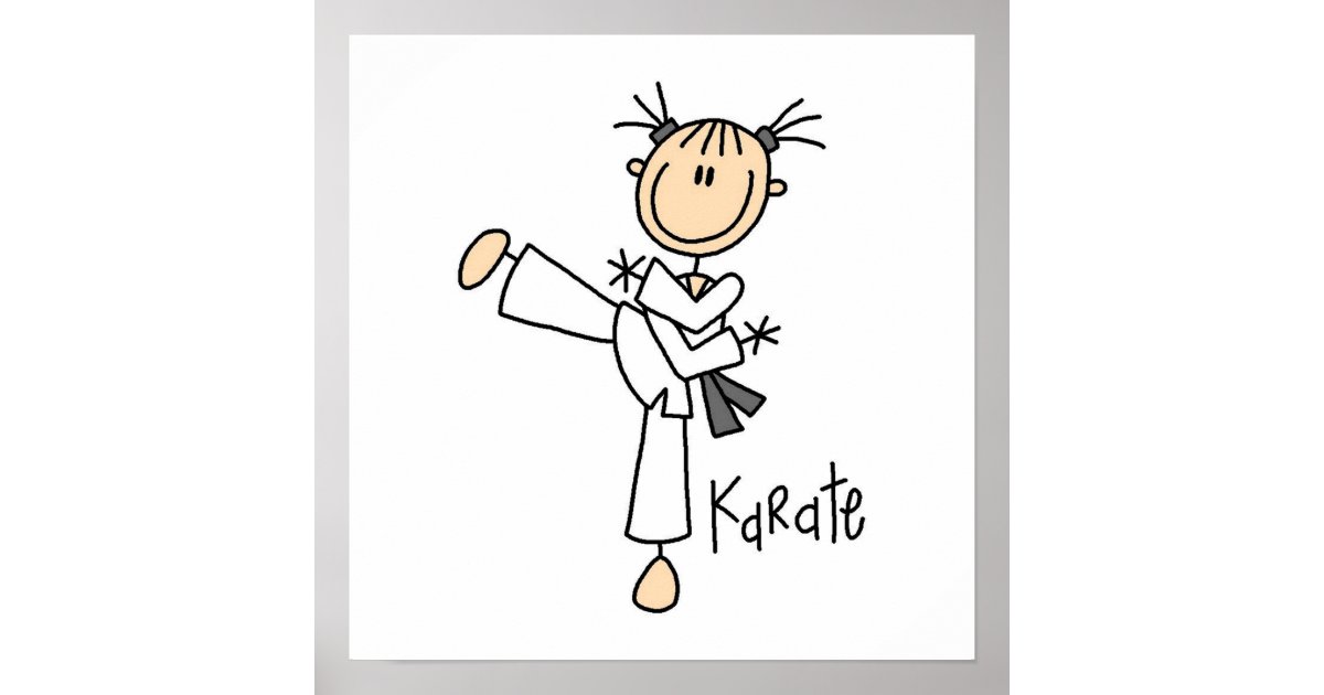 Stick Figure Girl Karate T-shirts and Gifts Poster | Zazzle