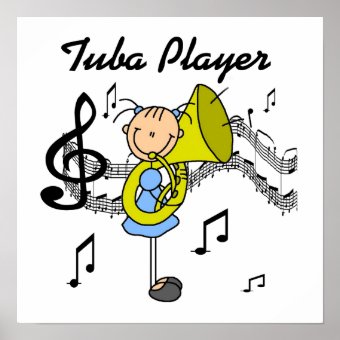 Stick Figure Girl Tuba Player T-shirts and GIfts Poster | Zazzle