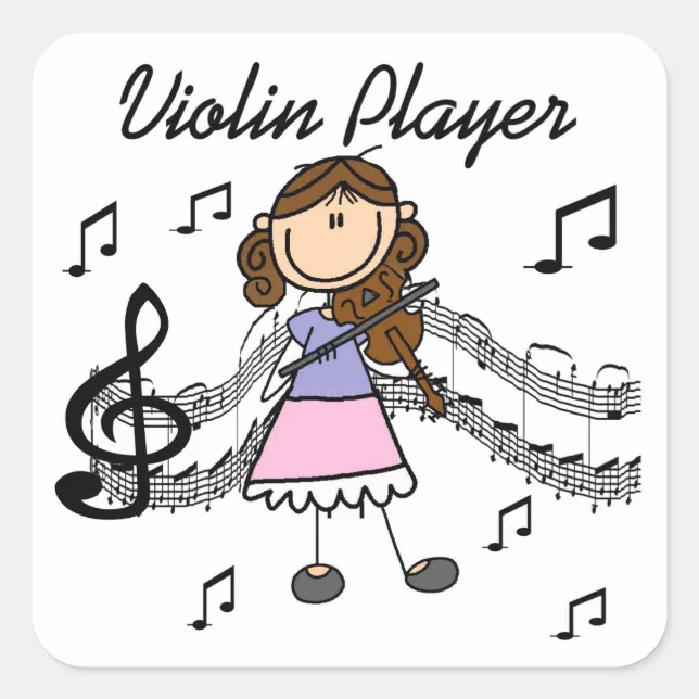Stick Figure Girl Violin Player Sticker | Zazzle