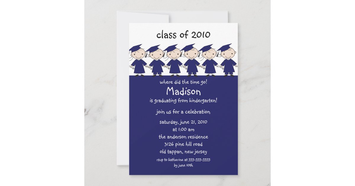 Stick Figure Girls & Boys Graduation Invitation | Zazzle