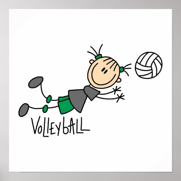 Stick Figure Girls Volleyball T-shirts and Gifts Poster | Zazzle.com