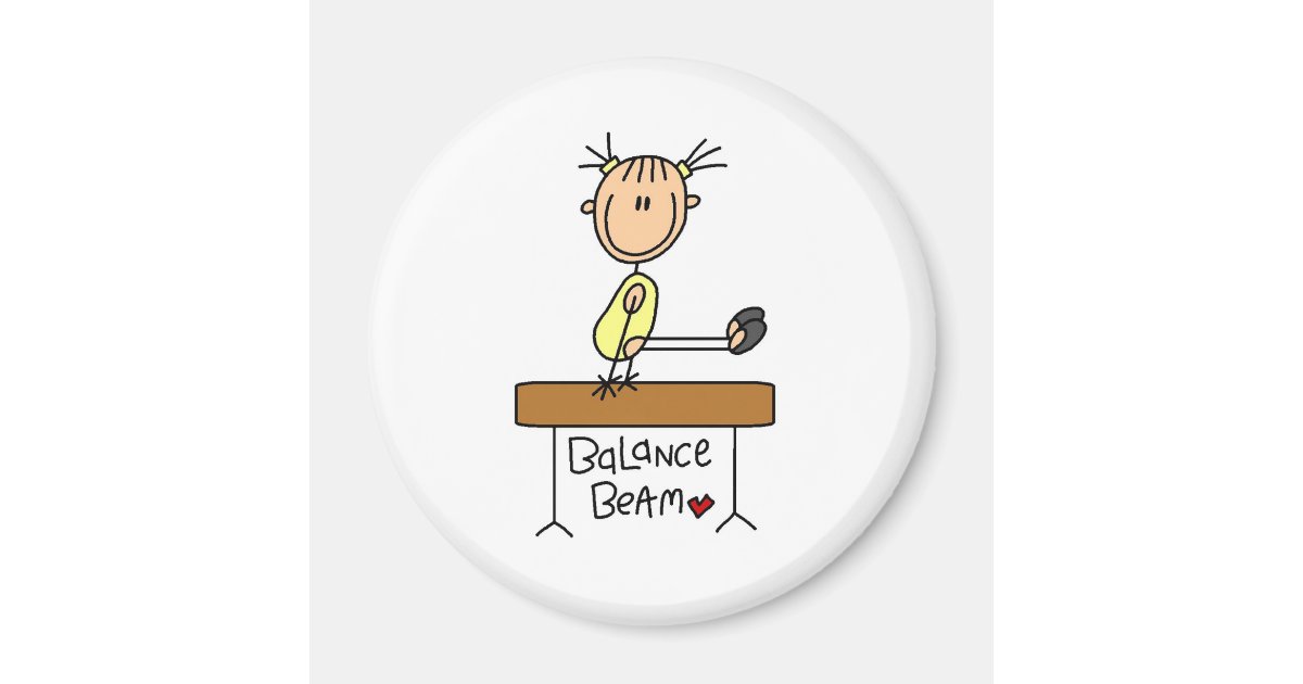 Stick Figure Gymnast on Balance Beam Magnets | Zazzle