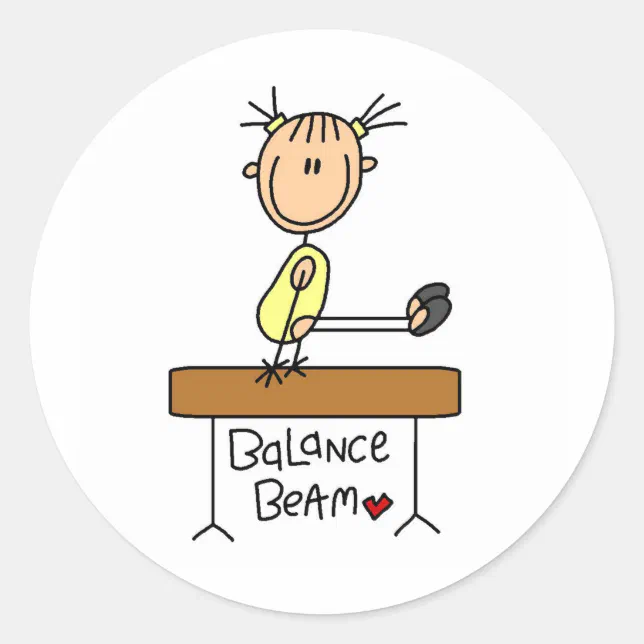 Stick Figure Gymnast on Balance Beam Stickers | Zazzle