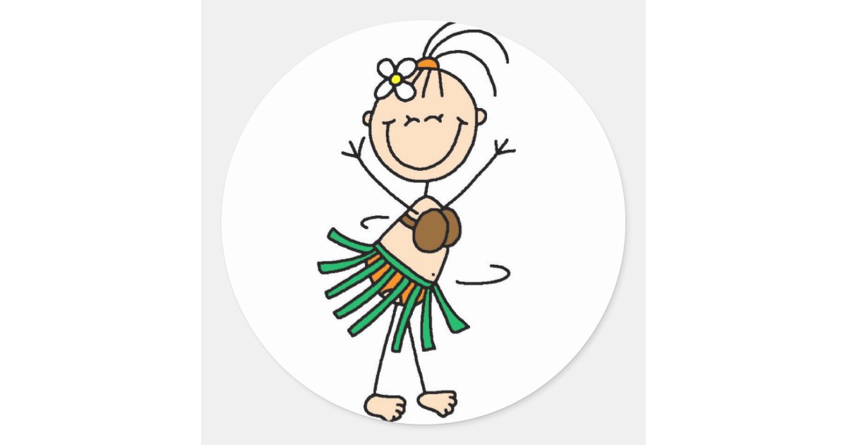 Stick Figure Hula Dancing Sticker | Zazzle