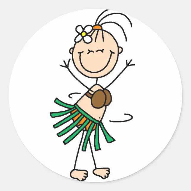 Stick Figure Hula Dancing Sticker | Zazzle