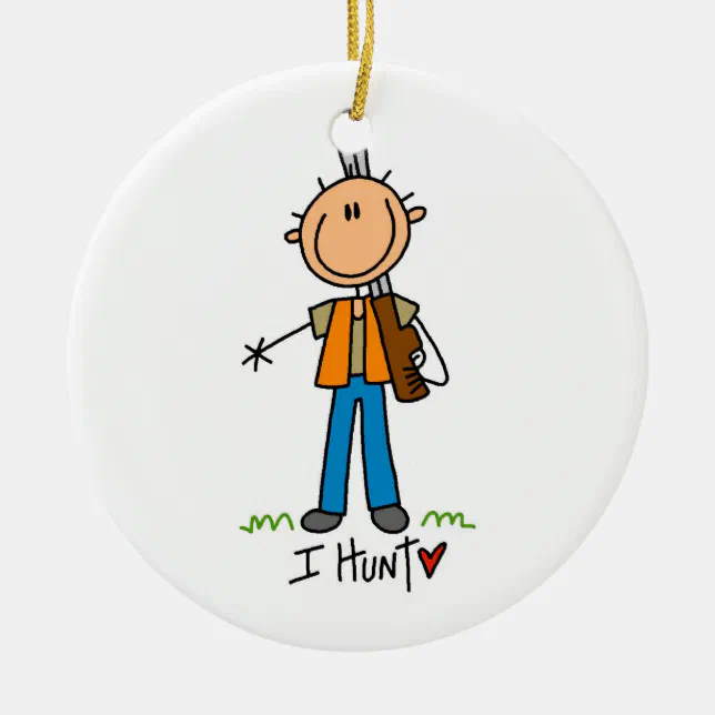 Stick Figure Hunter Ceramic Ornament | Zazzle
