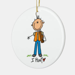 Stick Figure Hunter Ceramic Ornament | Zazzle