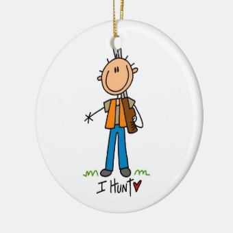 Stick Figure Hunter Ceramic Ornament | Zazzle