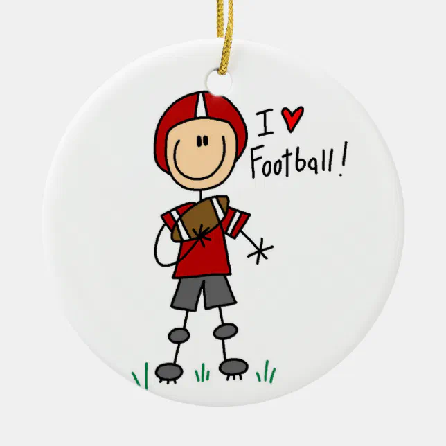 Stick Figure I Love Football T-shirts and Gifts Ceramic Ornament | Zazzle