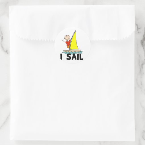 Stick Figure I Sail T-shirts and gifts Classic Round Sticker | Zazzle