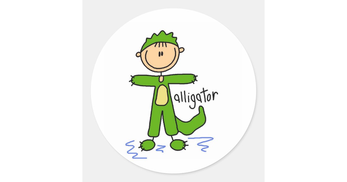 Stick Figure In Alligator Suit Sticker | Zazzle