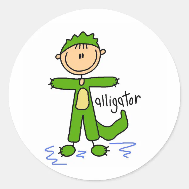 Stick Figure In Alligator Suit Sticker | Zazzle