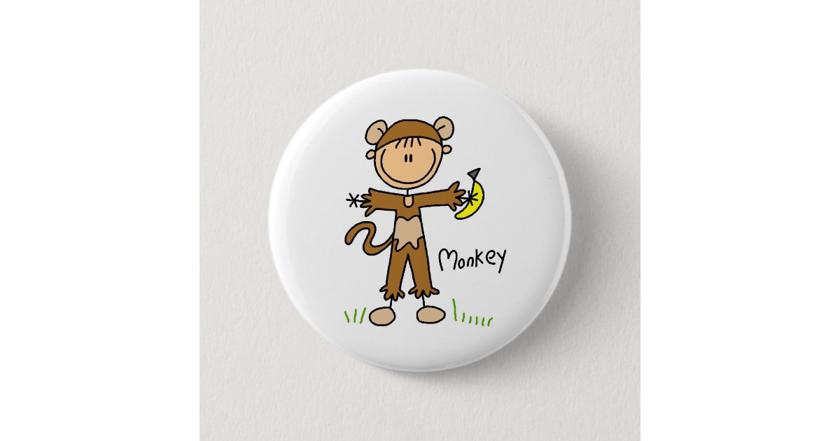 Stick Figure In Monkey Suit Button | Zazzle