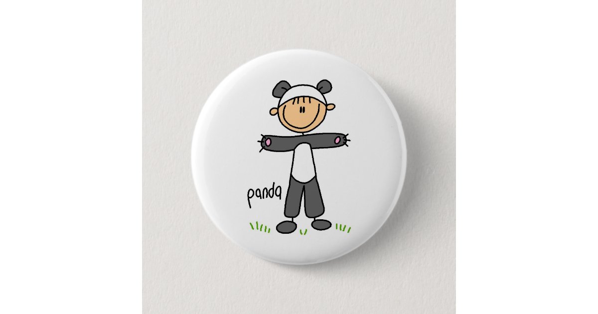 Stick Figure In Panda Suit Button | Zazzle