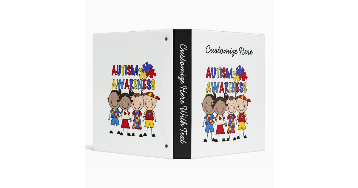 Stick Figure Kids Autism Awareness Binder | Zazzle