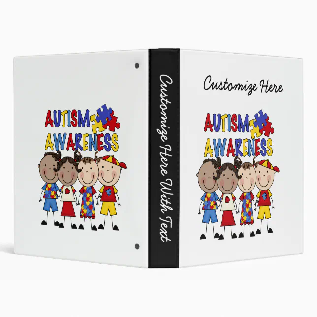 Stick Figure Kids Autism Awareness Binder | Zazzle