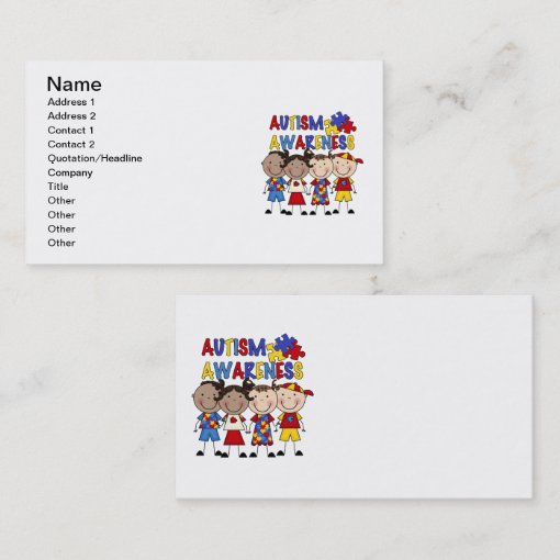 Stick Figure Kids Autism Awareness Business Card | Zazzle