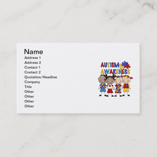 Stick Figure Kids Autism Awareness Business Card | Zazzle.com