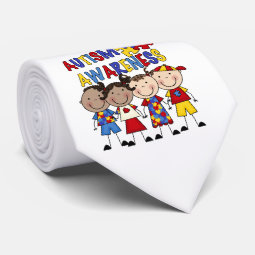 Stick Figure Kids Autism Awareness Tie | Zazzle