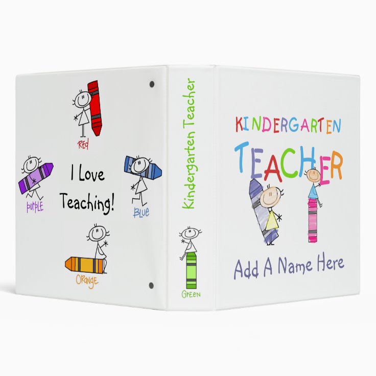 Stick Figure Kindergarten Teacher Binder | Zazzle