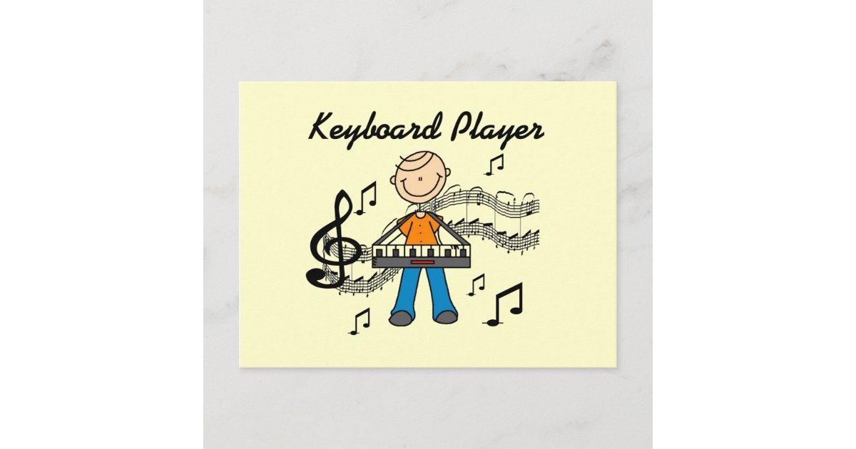 Stick Figure Male Keyboard Player Gifts Postcard | Zazzle