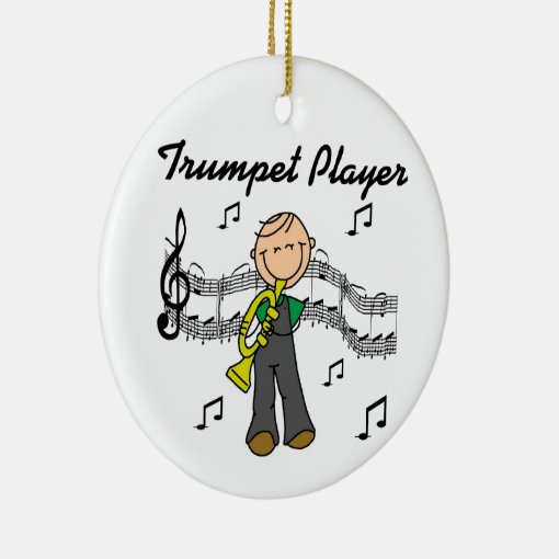 Stick Figure Male Trumpet Player T-shirts and GIft Ceramic Ornament ...