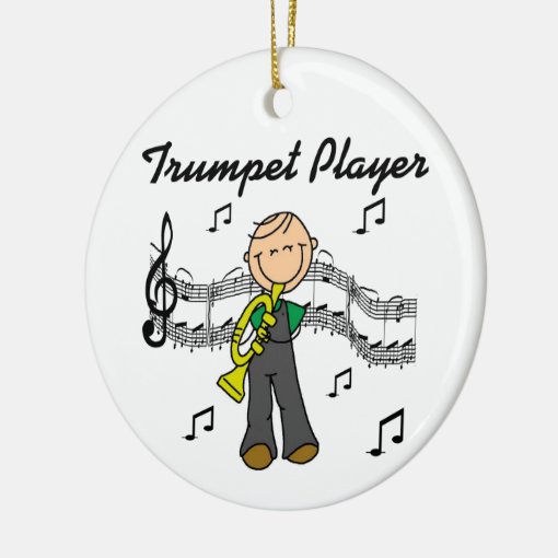 Stick Figure Male Trumpet Player T-shirts and GIft Ceramic Ornament ...
