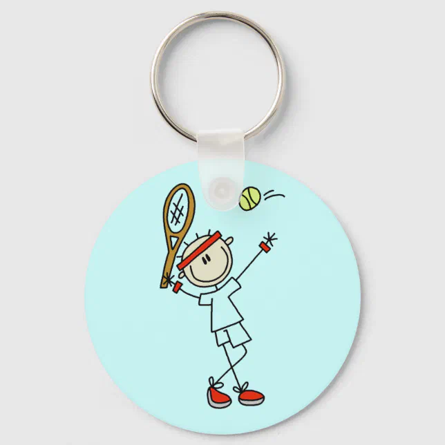 Stick Figure Mens Tennis Keychain | Zazzle