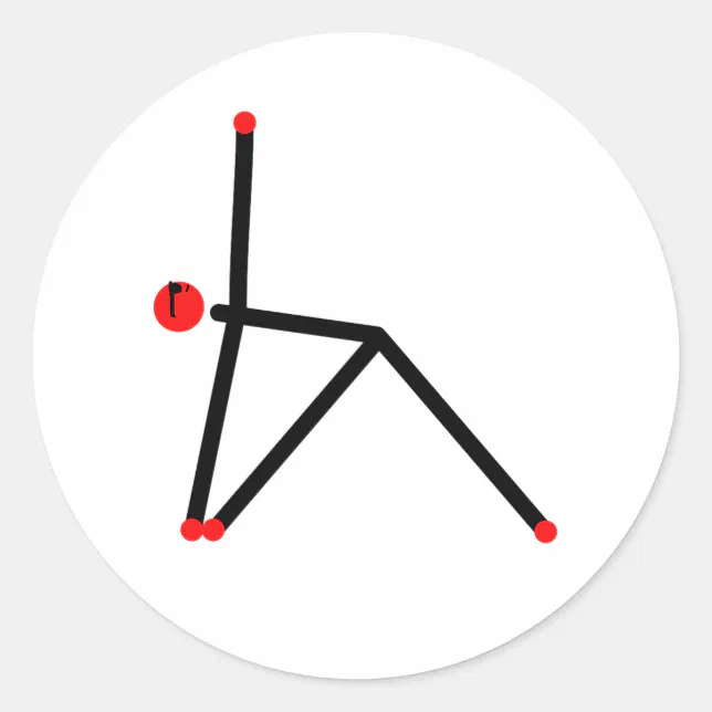 Stick figure of triangle yoga pose. classic round sticker | Zazzle