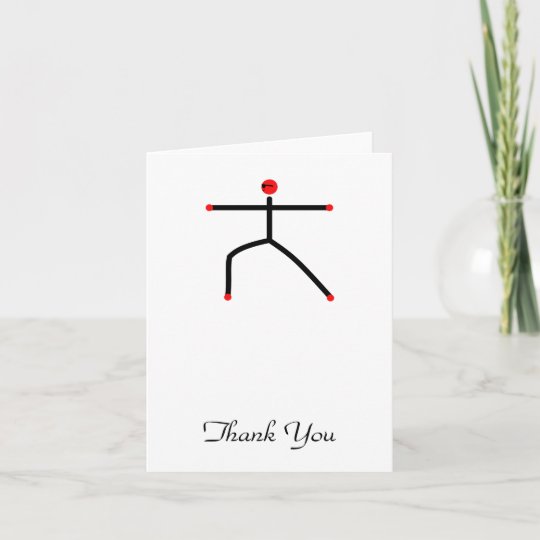 Stick figure of warrior 2 yoga pose. thank you card | Zazzle.com