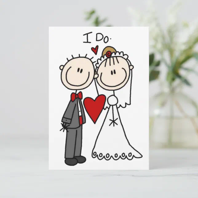 Stick Figure People Bride and Groom Wedding Invitation | Zazzle