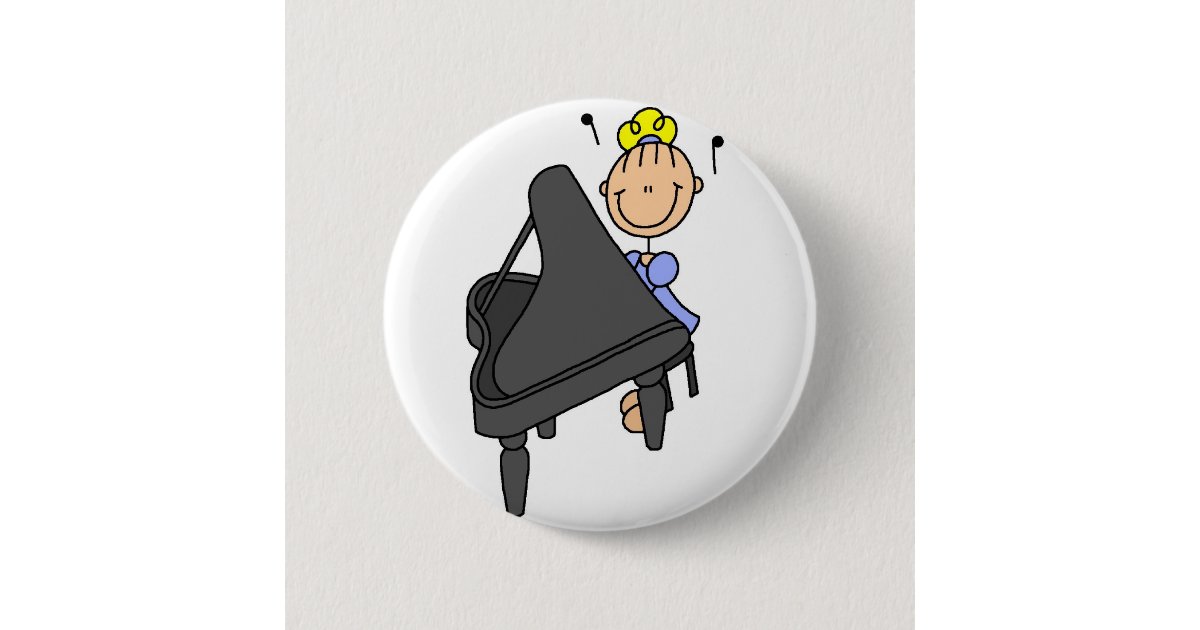 Stick Figure Piano Button | Zazzle