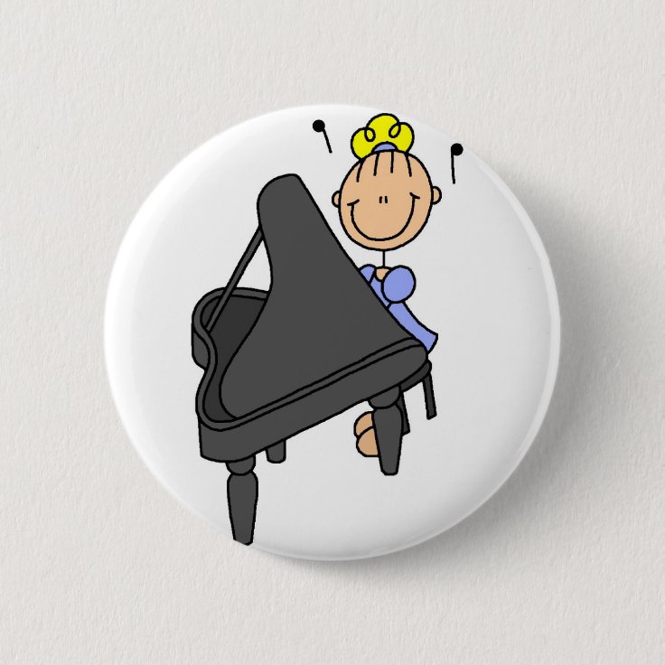 Stick Figure Piano Button | Zazzle
