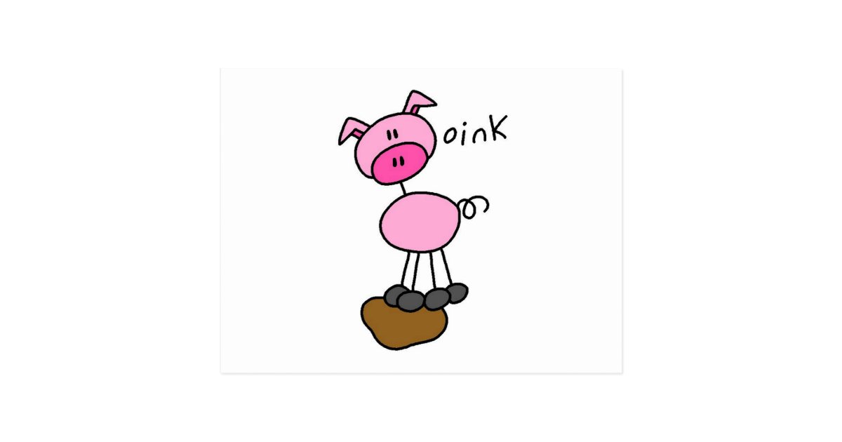 Stick Figure Pig T-shirts and Gifts Postcard | Zazzle.com