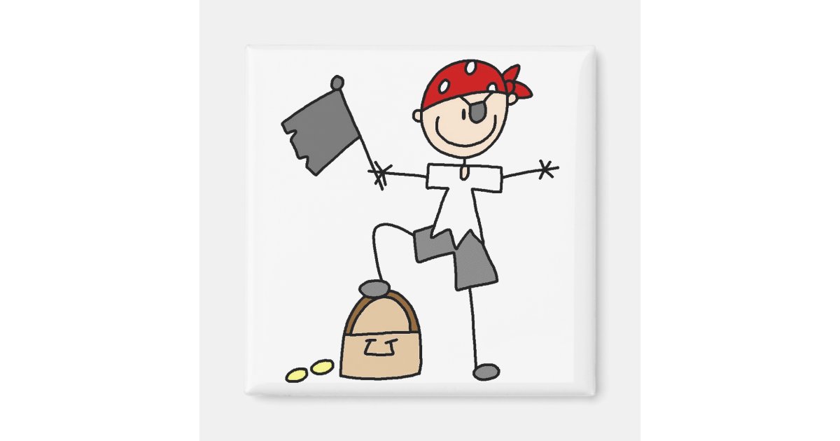 Stick Figure Pirate Treasure Magnet | Zazzle