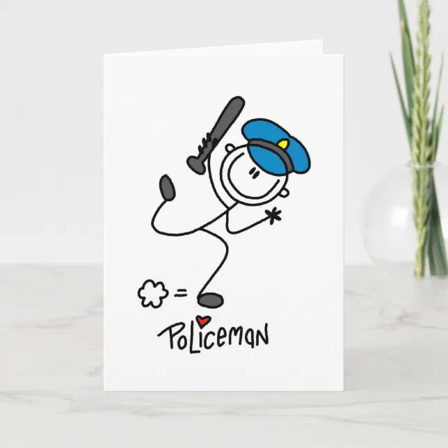 Stick Figure Police Officer Card | Zazzle