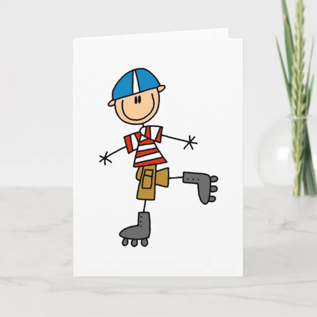Stick Figure Roller Skating Card | Zazzle